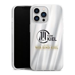 DeinDesign iPhone 13 Pro Handy Silikon H&uuml;lle Case wei&szlig; Handyh&uuml;lle Official Licensed Product Thw Kiel Handball Silikon Case