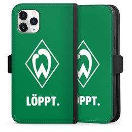 DeinDesign iPhone 11 Pro Handy Klapph&uuml;lle Handyh&uuml;lle aus Kunst Leder schwarz Flip Case Sv Werder Bremen Statement Official Licensed Product Sideflip mit Lasche