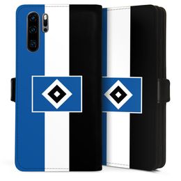 DeinDesign Huawei P30 Pro Handy Klapph&uuml;lle Handyh&uuml;lle aus Kunst Leder schwarz Flip Case Stripes Hamburger Sv Hsv Sideflip mit langer Lasche