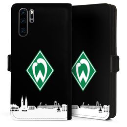 DeinDesign Huawei P30 Pro Handy Klapph&uuml;lle Handyh&uuml;lle aus Kunst Leder schwarz Flip Case Skyline Sv Werder Bremen Official Licensed Product Sideflip mit langer 