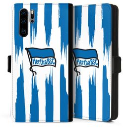 DeinDesign Huawei P30 Pro Handy Klapph&uuml;lle Handyh&uuml;lle aus Kunst Leder schwarz Flip Case Bundesliga Hertha Bsc Official Licensed Product Sideflip mit langer 