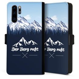 DeinDesign Huawei P30 Pro Handy Klapph&uuml;lle Handyh&uuml;lle aus Kunst Leder schwarz Flip Case Wanderlust Sky Mountain Sideflip mit langer Lasche