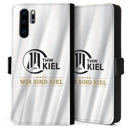 DeinDesign Huawei P30 Pro Handy Klapph&uuml;lle Handyh&uuml;lle aus Kunst Leder schwarz Flip Case Official Licensed Product Thw Kiel Handball Sideflip mit langer Lasche