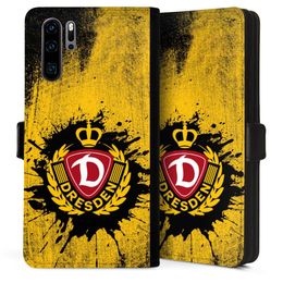 DeinDesign Huawei P30 Pro Handy Klapph&uuml;lle Handyh&uuml;lle aus Kunst Leder schwarz Flip Case Official Licensed Product Soccer Sg Dynamo Dresden Sideflip mit langer 