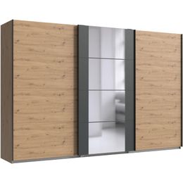 Schwebet&uuml;renschrank wimex "Bern Schiebet&uuml;renschrank", schwarz (artisan eiche nachbildung, graphit, griffe: schwarz), B:313cm H:210cm T:64cm, Holzwerkstoff, Schr&auml;nke, Schwebet&uuml;renschrank, Schrank mit zus&auml;tzlicher Innenausstattung, Garderobe