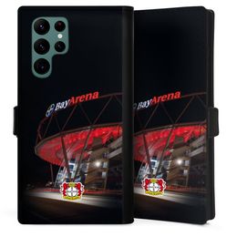DeinDesign Galaxy S22 Ultra Handy Klapph&uuml;lle Handyh&uuml;lle aus Kunst Leder schwarz Flip Case Official Licensed Product Bayer 04 Leverkusen Stadium Sideflip mit 