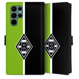 DeinDesign Galaxy S22 Ultra Handy Klapph&uuml;lle Handyh&uuml;lle aus Kunst Leder schwarz Flip Case Borussia M&ouml;nchengladbach Gladbach Bundesliga Sideflip mit langer Lasche