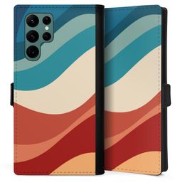 DeinDesign Galaxy S22 Ultra Handy Klapph&uuml;lle Handyh&uuml;lle aus Kunst Leder schwarz Flip Case Ombre Wave Colour Sideflip mit langer Lasche
