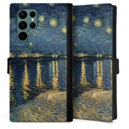 DeinDesign Galaxy S22 Ultra Handy Klapph&uuml;lle Handyh&uuml;lle aus Kunst Leder schwarz Flip Case Kunst Painting Sideflip mit langer Lasche