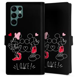 DeinDesign Galaxy S22 Ultra Handy Klapph&uuml;lle Handyh&uuml;lle aus Kunst Leder schwarz Flip Case Disney Love Sideflip mit langer Lasche