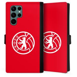DeinDesign Galaxy S22 Ultra Handy Klapph&uuml;lle Handyh&uuml;lle aus Kunst Leder schwarz Flip Case Bear 1. Fc Union Berlin Official Licensed Product Sideflip mit langer 