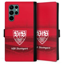DeinDesign Galaxy S22 Ultra Handy Klapph&uuml;lle Handyh&uuml;lle aus Kunst Leder schwarz Flip Case Stadium Official Licensed Product Vfb Stuttgart Sideflip mit langer 
