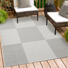 Teppich ANDIAMO "ARIZONA1", silber (silberfarben), B:60cm H:5mm L:110cm, Kunstfaser, Teppiche, Teppich, Flachgewebe, kariertes Muster, In- und Outdoor geeignet, wetterfest