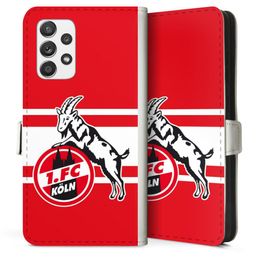 DeinDesign Galaxy A52s 5G Handy Klapph&uuml;lle Handyh&uuml;lle aus Kunst Leder wei&szlig; Flip Case Official Licensed Product Coat Of Arms 1. Fc K&ouml;ln Sideflip mit Lasche
