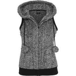 Jerseyweste Urban Classics "Urban Classics Damen Ladies Melange Teddy Vest", Herren, Gr. S, schwarz, wei&szlig;, 100% Polyester, Westen