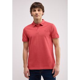Poloshirt Street One MEN, Herren, Gr. L (42), rot (bleached rot), Web, 100% Baumwolle, unifarben, gerade normal, hoch geschlossener Ausschnitt, B&uuml;ndchen, Shirts, aus reiner Baumwolle