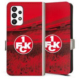 DeinDesign Galaxy A53 5G Handy Klapph&uuml;lle Handyh&uuml;lle aus Kunst Leder wei&szlig; Flip Case 1. Fck 1. Fc Kaiserslautern Official Licensed Product Sideflip mit Lasche