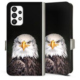 DeinDesign Galaxy A53 5G Handy Klapph&uuml;lle Handyh&uuml;lle aus Kunst Leder wei&szlig; Flip Case Animals Bird Eagle Sideflip mit Lasche