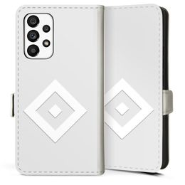DeinDesign Galaxy A53 5G Handy Klapph&uuml;lle Handyh&uuml;lle aus Kunst Leder wei&szlig; Flip Case Coat Of Arms Hamburger Sv Hsv Sideflip mit Lasche