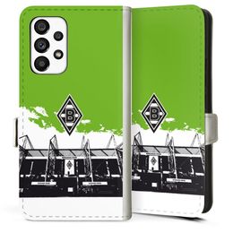 DeinDesign Galaxy A53 5G Handy Klapph&uuml;lle Handyh&uuml;lle aus Kunst Leder wei&szlig; Flip Case Borussia M&ouml;nchengladbach Stadium Merchandise Sideflip mit Lasche