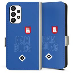 DeinDesign Galaxy A53 5G Handy Klapph&uuml;lle Handyh&uuml;lle aus Kunst Leder wei&szlig; Flip Case Hamburger Sv Hamburg Official Licensed Product Sideflip mit Lasche