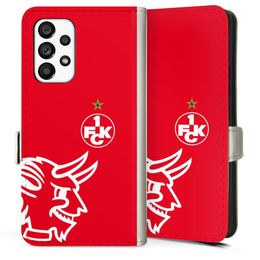 DeinDesign Galaxy A53 5G Handy Klapph&uuml;lle Handyh&uuml;lle aus Kunst Leder wei&szlig; Flip Case Devil Star 1. Fc Kaiserslautern Sideflip mit Lasche