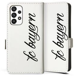 DeinDesign Galaxy A53 5G Handy Klapph&uuml;lle Handyh&uuml;lle aus Kunst Leder wei&szlig; Flip Case Fc Bayern M&uuml;nchen Fcb Official Licensed Product Sideflip mit Lasche