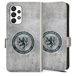 DeinDesign Galaxy A53 5G Handy Klapph&uuml;lle Handyh&uuml;lle aus Kunst Leder wei&szlig; Flip Case Eintracht Braunschweig Concrete Logo Sideflip mit Lasche