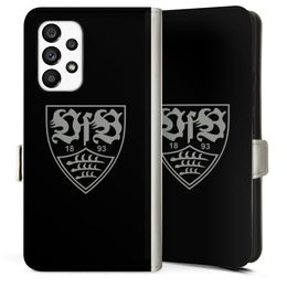 DeinDesign Galaxy A53 5G Handy Klapph&uuml;lle Handyh&uuml;lle aus Kunst Leder wei&szlig; Flip Case Vfb Stuttgart Logo Official Licensed Product Sideflip mit Lasche