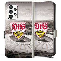 DeinDesign Galaxy A53 5G Handy Klapph&uuml;lle Handyh&uuml;lle aus Kunst Leder wei&szlig; Flip Case Official Licensed Product Stadium Vfb Stuttgart Sideflip mit Lasche