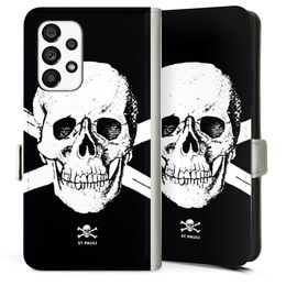 DeinDesign Galaxy A53 5G Handy Klapph&uuml;lle Handyh&uuml;lle aus Kunst Leder wei&szlig; Flip Case Totenkopf Official Licensed Product Fc St. Pauli Sideflip mit Lasche