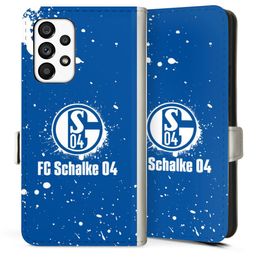 DeinDesign Galaxy A53 5G Handy Klapph&uuml;lle Handyh&uuml;lle aus Kunst Leder wei&szlig; Flip Case Logo Fc Schalke 04 S04 Sideflip mit Lasche