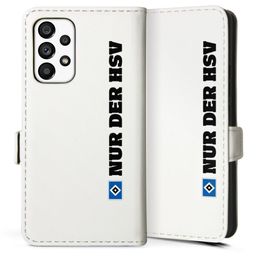 DeinDesign Galaxy A53 5G Handy Klapph&uuml;lle Handyh&uuml;lle aus Kunst Leder wei&szlig; Flip Case Hsv Transparent Hamburger Sv Sideflip mit Lasche