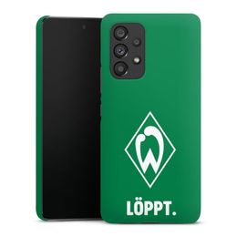 DeinDesign Galaxy A53 5G Handy Premium Case Smartphone Handyh&uuml;lle Schutzh&uuml;lle gl&auml;nzend Sv Werder Bremen Official Licensed Product Statement Premium Case