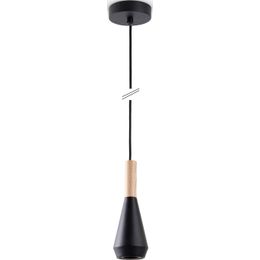 Paco Home Pendelleuchte "MORA", schwarz, &Oslash; 10cm H: 178,5cm, Leuchten, Wohnzimmer Esszimmer Klein Modern Holz Metall GU10 Trichterform, Pendelleuchte