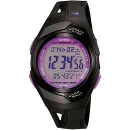 Chronograph, schwarz (schwarz, grau, lila), CASIO TIMELESS COLLECTION, Armbanduhren, Damen, Chronograph, Quarzuhr, Armbanduhr, Damenuhr, Jugendliche, Digitaluhr
