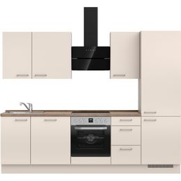 K&uuml;chenzeile Nobilia "Laser II", NEU: individuell anpassbar mit gratis Profi-Beratung", beige (k&uuml;che: natur, korpus: sandfarben, arbeitsplatte: eiche havanna nachbildung), B:270,3cm H:216,6cm T:60cm, Komplettk&uuml;chen-Sets, K&uuml;chenzeile, vormontiert, 270 cm breit, optional mit verschiedenen E‑Ger&auml;te-Sets