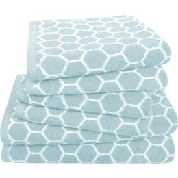 Handtuch Set Dyckhoff "Pure Natural Honey", blau, 6, Frottier, Frottier, Obermaterial: 100% Baumwolle, Handtuch-Sets, BIO Baumwolle, GOTS