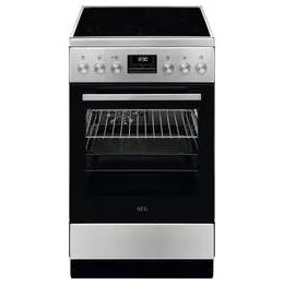 AEG Elektro-Standherd "CCB54490BM", Energieeffizienz: A (A+++-D), silber (edelstahl mit antifingerprint), Herdsets, Keramik-Kochfeld mit vier stufenlos regelbaren Kochzonen