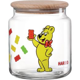 Ritzenhoff & Breker Vorratsglas RITZENHOFF & BREKER "HARIBO Allover, 1,1 Liter", bunt, H:13cm &Oslash;:12cm, Glas, Holz, Silikon, Lebensmittelaufbewahrungsbeh&auml;lter, Ma&szlig;e: 12 x 12 x 13 cm