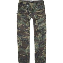 Cargohose Brandit "Brandit Herren Adven Slim Fit Cargo Pants", Herren, Gr. M, US-Gr&ouml;&szlig;en, woodland, 98% Baumwolle, 2% Elasthan, unifarben, normal, Hosen Cargohose