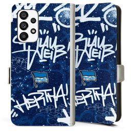 DeinDesign Galaxy A53 5G Handy Klapph&uuml;lle Handyh&uuml;lle aus Kunst Leder wei&szlig; Flip Case Hertha Bsc Official Licensed Product Graffiti Sideflip mit Lasche