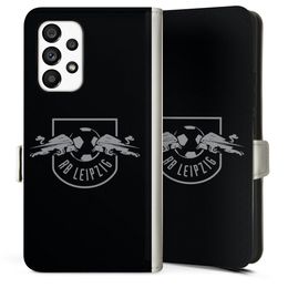 DeinDesign Galaxy A53 5G Handy Klapph&uuml;lle Handyh&uuml;lle aus Kunst Leder wei&szlig; Flip Case Official Licensed Product Logo Rb Leipzig Sideflip mit Lasche