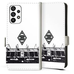 DeinDesign Galaxy A53 5G Handy Klapph&uuml;lle Handyh&uuml;lle aus Kunst Leder wei&szlig; Flip Case Borussia M&ouml;nchengladbach Die Fohlen Stadium Sideflip mit Lasche