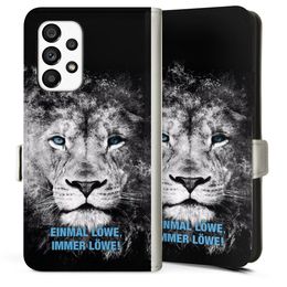 DeinDesign Galaxy A53 5G Handy Klapph&uuml;lle Handyh&uuml;lle aus Kunst Leder wei&szlig; Flip Case Tsv 1860 M&uuml;nchen Official Licensed Product Lion Sideflip mit Lasche