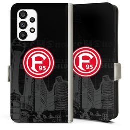 DeinDesign Galaxy A53 5G Handy Klapph&uuml;lle Handyh&uuml;lle aus Kunst Leder wei&szlig; Flip Case Logo Official Licensed Product Fortuna D&uuml;sseldorf Sideflip mit Lasche