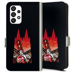 DeinDesign Galaxy A53 5G Handy Klapph&uuml;lle Handyh&uuml;lle aus Kunst Leder wei&szlig; Flip Case Official Licensed Product 1. Fc K&ouml;ln Cologne Cathedral Sideflip mit Lasche