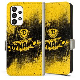 DeinDesign Galaxy A53 5G Handy Klapph&uuml;lle Handyh&uuml;lle aus Kunst Leder wei&szlig; Flip Case Logo Sg Dynamo Dresden Official Licensed Product Sideflip mit Lasche