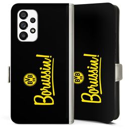 DeinDesign Galaxy A53 5G Handy Klapph&uuml;lle Handyh&uuml;lle aus Kunst Leder wei&szlig; Flip Case Borussia Dortmund Soccer Bvb Sideflip mit Lasche