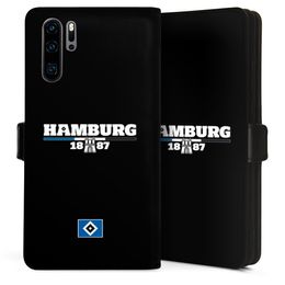 DeinDesign Huawei P30 Pro Handy Klapph&uuml;lle Handyh&uuml;lle aus Kunst Leder schwarz Flip Case Hamburg Official Licensed Product Hsv Sideflip mit langer Lasche